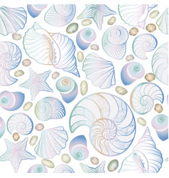 Seashell seamless pattern summer holiday marine Vector Image