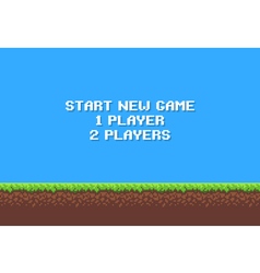 Pixel 8bit game background with ground Royalty Free Vector