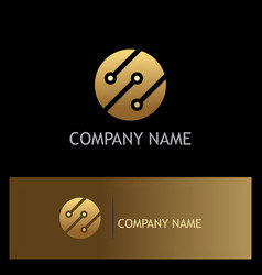 Gold round connect logo Royalty Free Vector Image