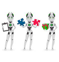 Robot with artificial intelligence female bot Vector Image