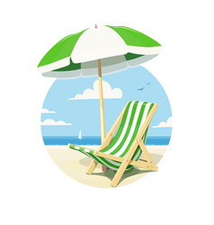 Man wearing swimsuit seated in beach chair Vector Image