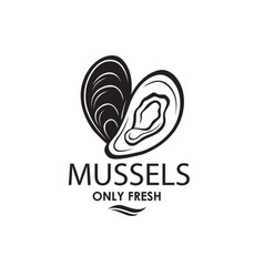 Mussels in shell isolated of seafood Royalty Free Vector