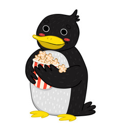 Cute character watching tv and eating popcorn Vector Image