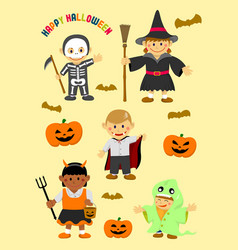 Kid characters in animals costumes set Royalty Free Vector