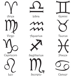 Set of simple zodiac signs with captions Vector Image