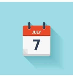 July 7 flat daily calendar icon date Royalty Free Vector