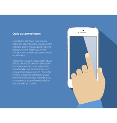 Blue icon with hand holding a smart mobile phone Vector Image