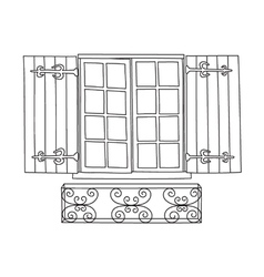 Arched vintage old window set with stained glass Vector Image