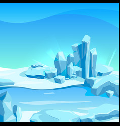 Cartoon winter landscape with iceberg and ice Vector Image