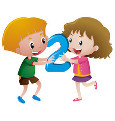 Two kids counting numbers Royalty Free Vector Image