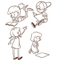 Cartoon girl writing vector by iimages - Image #1149331 - VectorStock