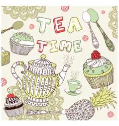 Retro sweet tea time card vector by zolssa - Image #937542 - VectorStock