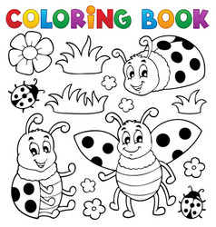 Coloring book cute bugs 1 Royalty Free Vector Image