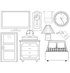 Bedroom interior creator isometric thin Royalty Free Vector