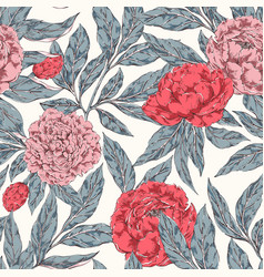Peony seamless pattern Royalty Free Vector Image