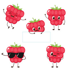 Cute happy red cherry character Royalty Free Vector Image
