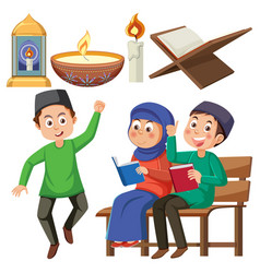 Muslim cartoon characters Royalty Free Vector Image