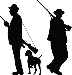 Characters of hunters cartoon Royalty Free Vector Image