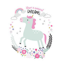 Magical cute unicorn stickers Royalty Free Vector Image