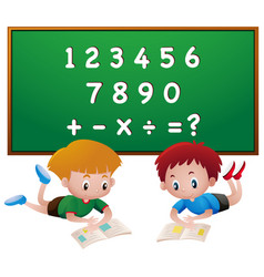 Two kids counting numbers Royalty Free Vector Image