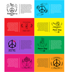 Posters for international peace day Royalty Free Vector