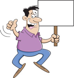 Cartoon painter holding a sign Royalty Free Vector Image