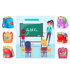 Set of children learning math Royalty Free Vector Image