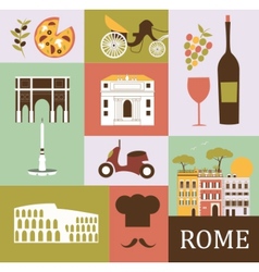 Set of rome italy symbols italian Royalty Free Vector Image
