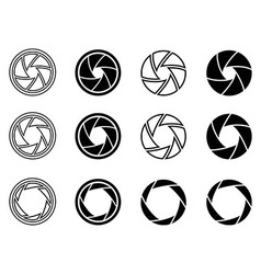 Aperture icon set with value numbers camera Vector Image