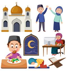 Muslim cartoon characters Royalty Free Vector Image