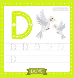 Letter d uppercase tracing practice worksheet Vector Image