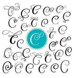 Calligraphy lettering script font r set hand Vector Image