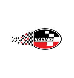 Racing flags with wreath and ribbon text Vector Image