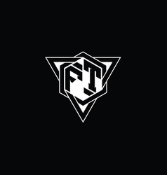 Ft letter logo monogram hexagon shield shape Vector Image