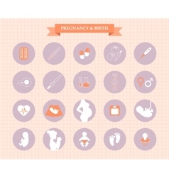 Pregnancy and birth infographics icon set Vector Image