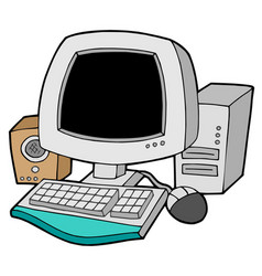 Cartoon smiling desktop computer Royalty Free Vector Image