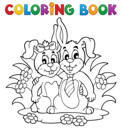 Coloring book rabbit theme 1 Royalty Free Vector Image