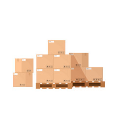 Pile of cardboard boxes stacked sealed goods Vector Image