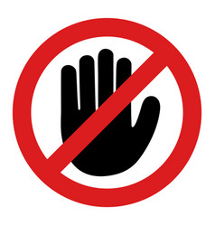 Stop hand no entry sign icon Royalty Free Vector Image