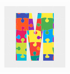 Color piece puzzle jigsaw letter Royalty Free Vector Image