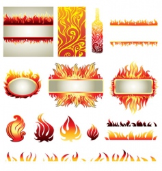 Simple fire border patterns and round frame flame Vector Image
