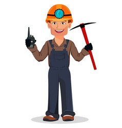 Miner man mining worker cartoon character Vector Image