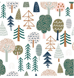 Forest seamless pattern trendy woodland texture Vector Image