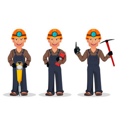Miner man mining worker cartoon character Vector Image