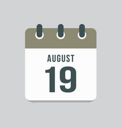 Calendar icon day 19 september template date days Vector Image