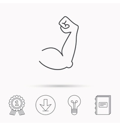 Biceps muscle icon bodybuilder strong arm sign Vector Image