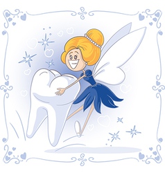 Cute Tooth Fairy flying with Tooth Royalty Free Vector Image