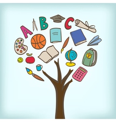 Tree with stylized school owl theme 4 Royalty Free Vector