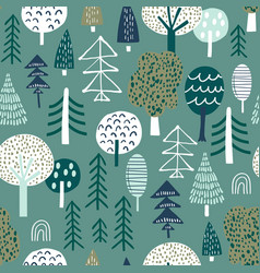Forest seamless pattern trendy woodland texture Vector Image