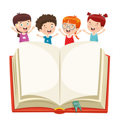 Kids showing open book Royalty Free Vector Image